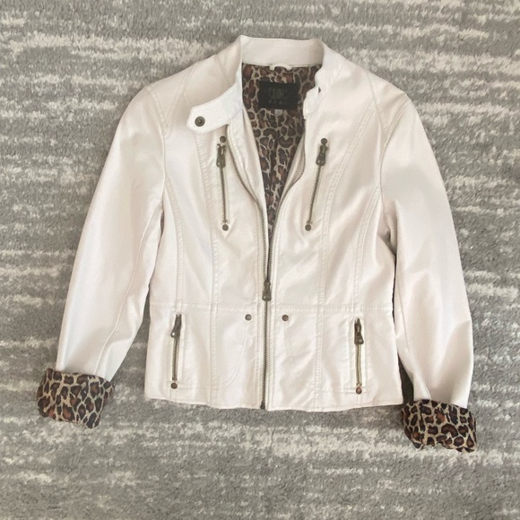 TCEC | Jackets & Coats | Tcec Faux Leather Animal Print Lining Cream ...